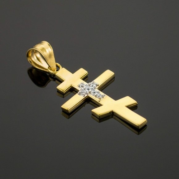 Element Shine | Jewelry | K Real Gold Diamond Orthodox Cross Necklace ...